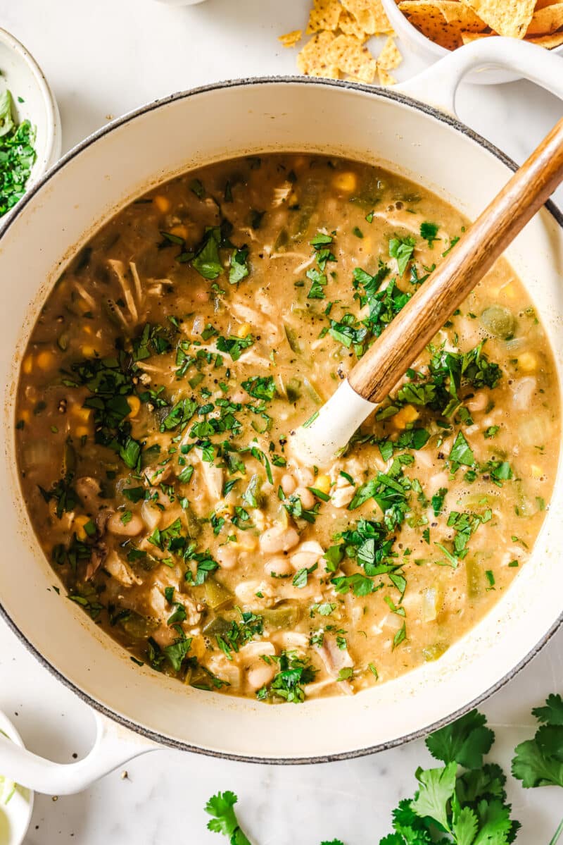 Simple White Chicken Chili with Rotisserie Chicken!