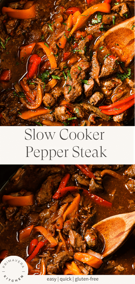Slow Cooker Pepper Steak - Primavera Kitchen
