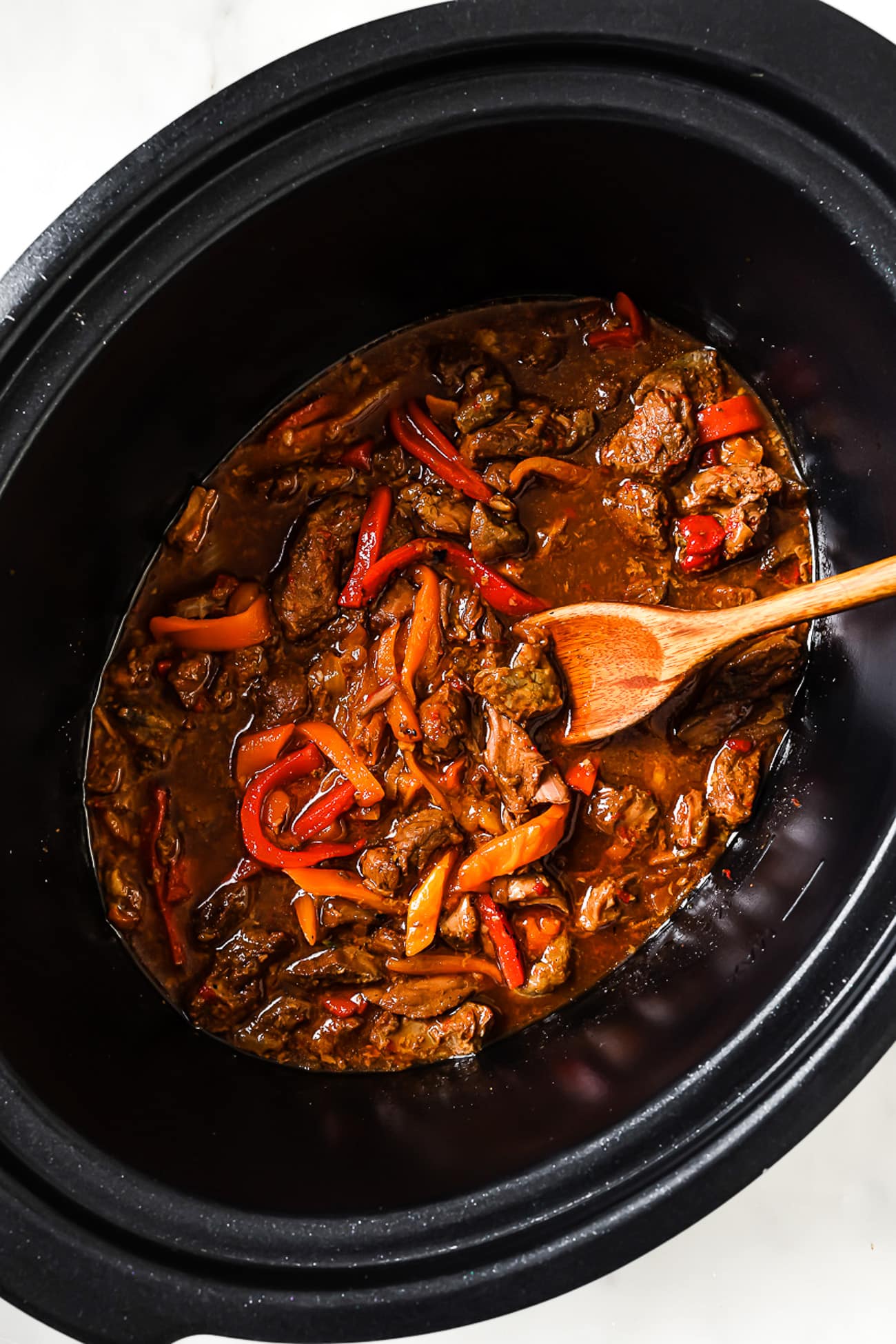 Slow Cooker Pepper Steak - Primavera Kitchen