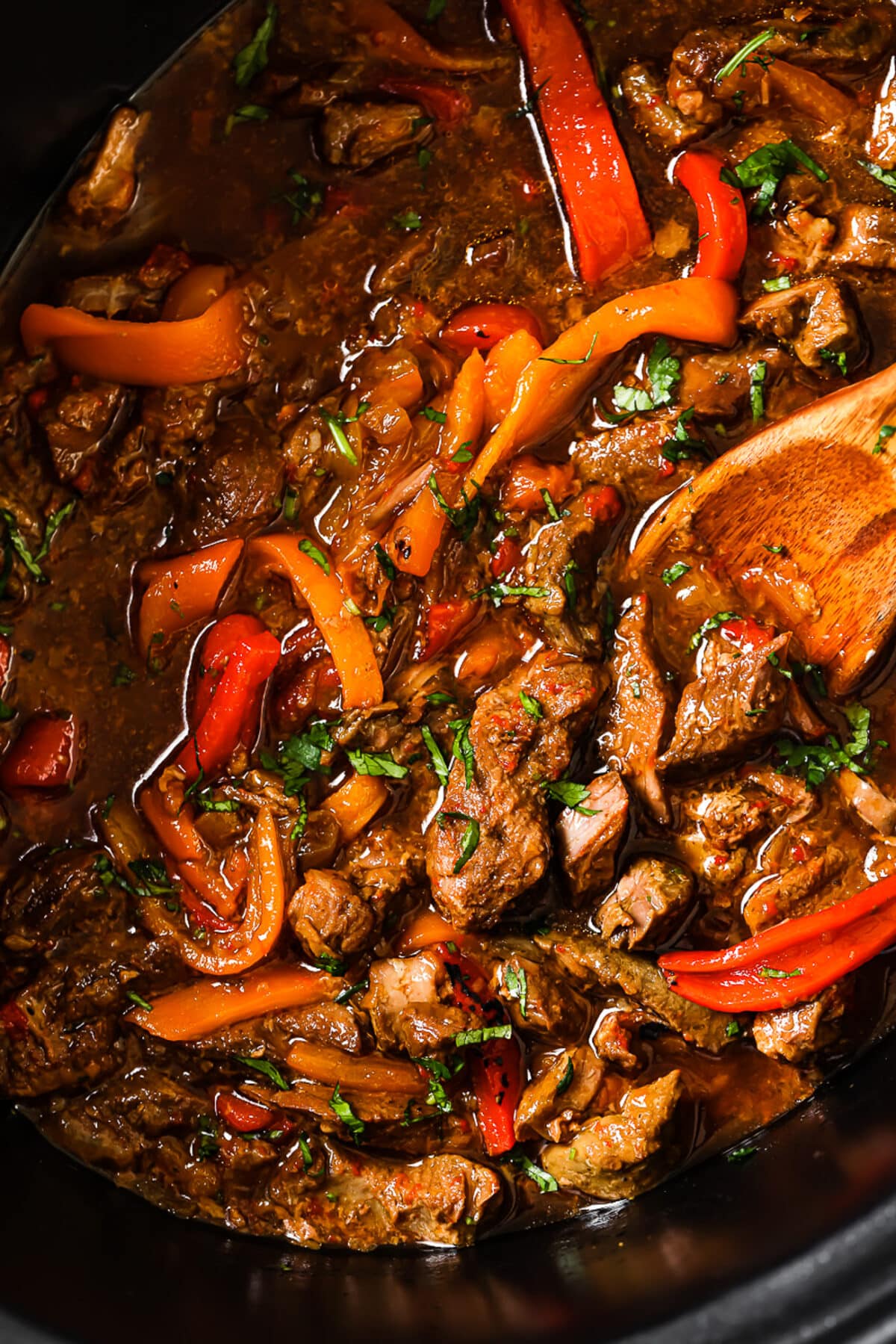 Slow Cooker Pepper Steak - Primavera Kitchen