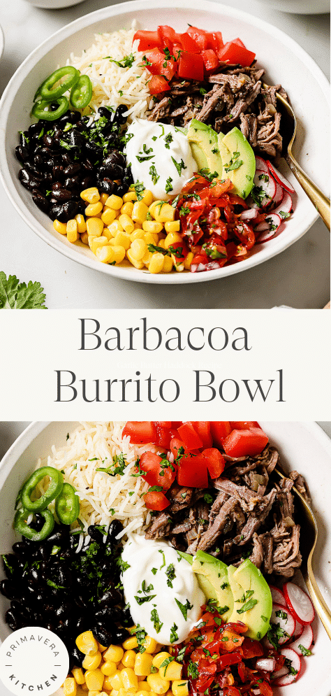Barbacoa Burrito Bowl | Slow Cooked Beef with Beans & Rice