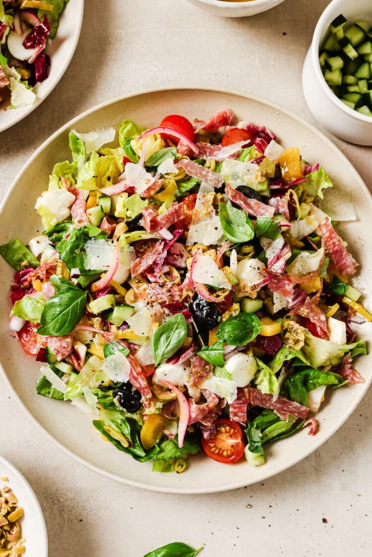 Italian Chopped Salad - With Salami, Olives & Mozzarella Balls
